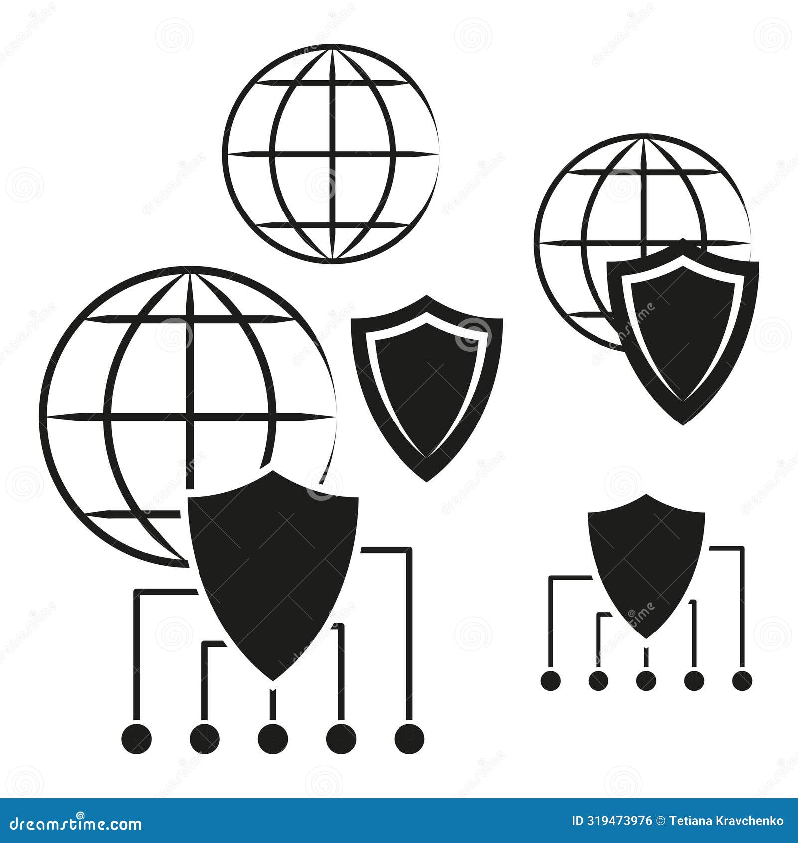 Global Network Icon. Vector Shield Design. Internet Security Symbol ...