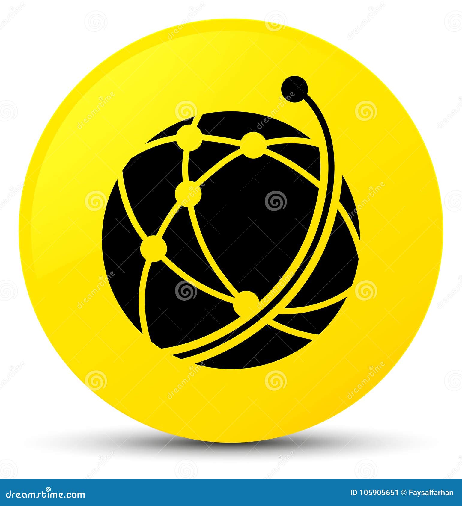 Global Network Icon Yellow Round Button Stock Illustration ...