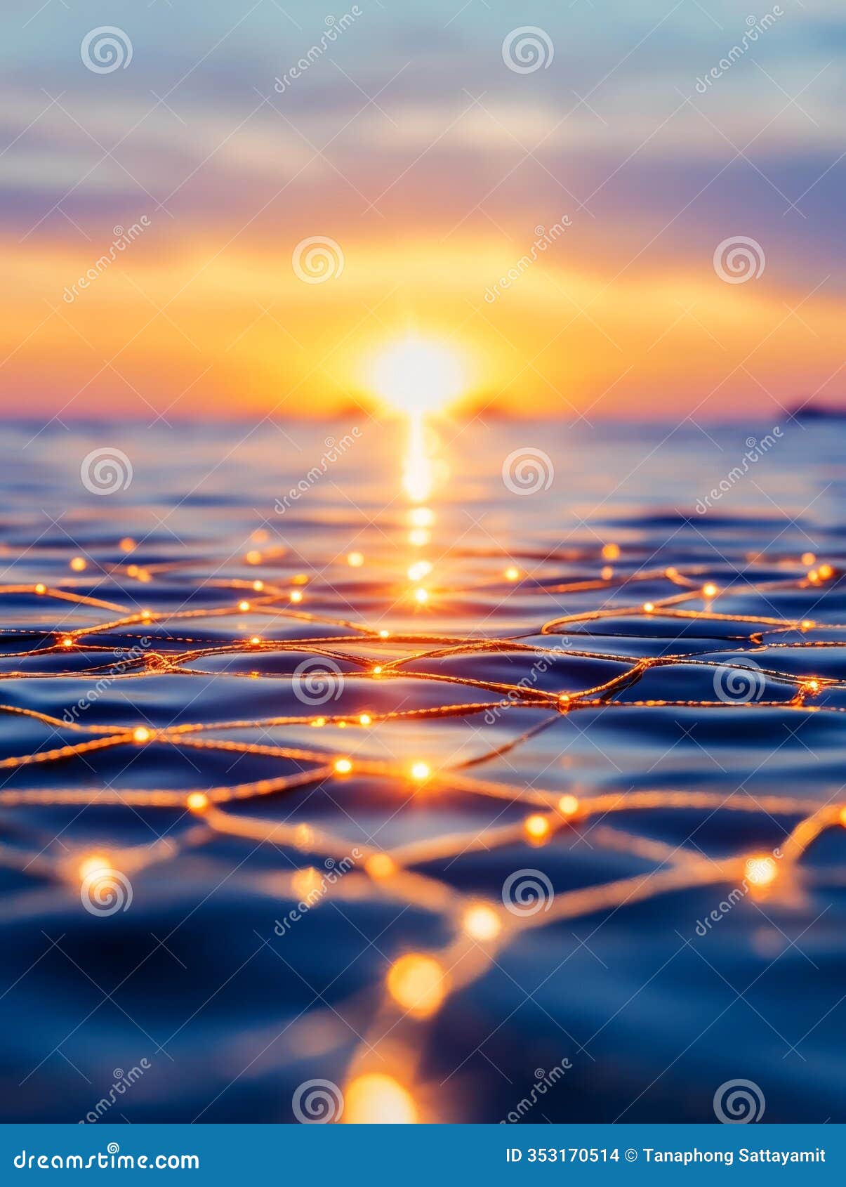 Global Network Illuminating Connections Sunset Ocean Network Connection ...