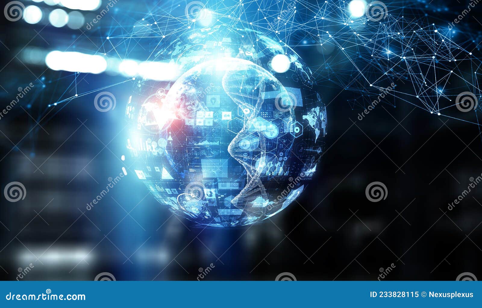 Global Network Image . Mixed Media Stock Illustration - Illustration of ...