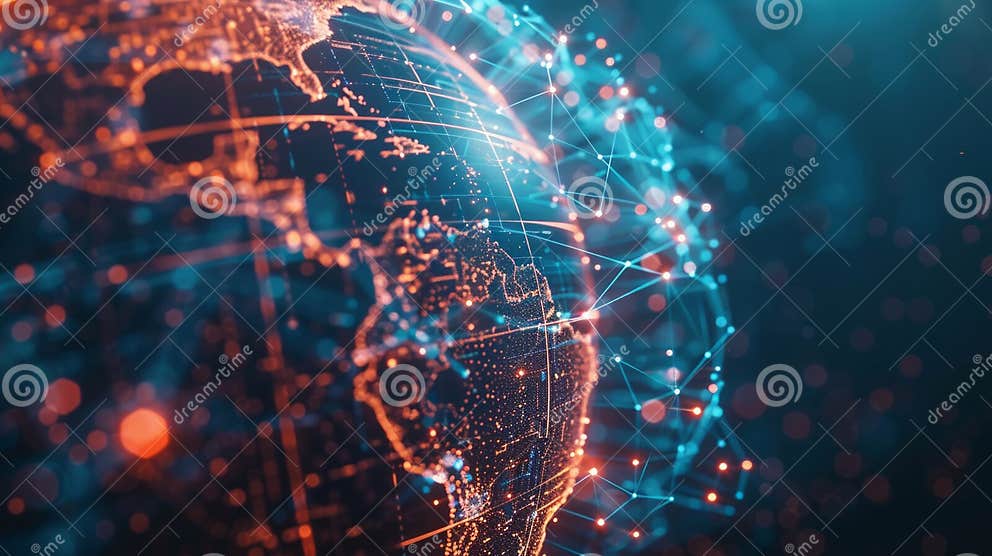 Global Network of Interconnected Communications Represented by Digital ...