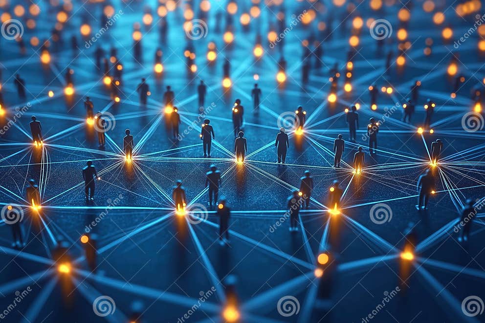 Global Network of Interconnected People Glows with Linked Light. Modern ...