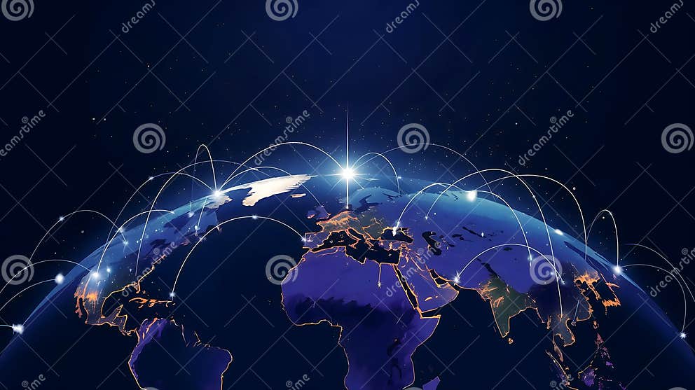 Global Network of Interconnected World Stock Illustration ...