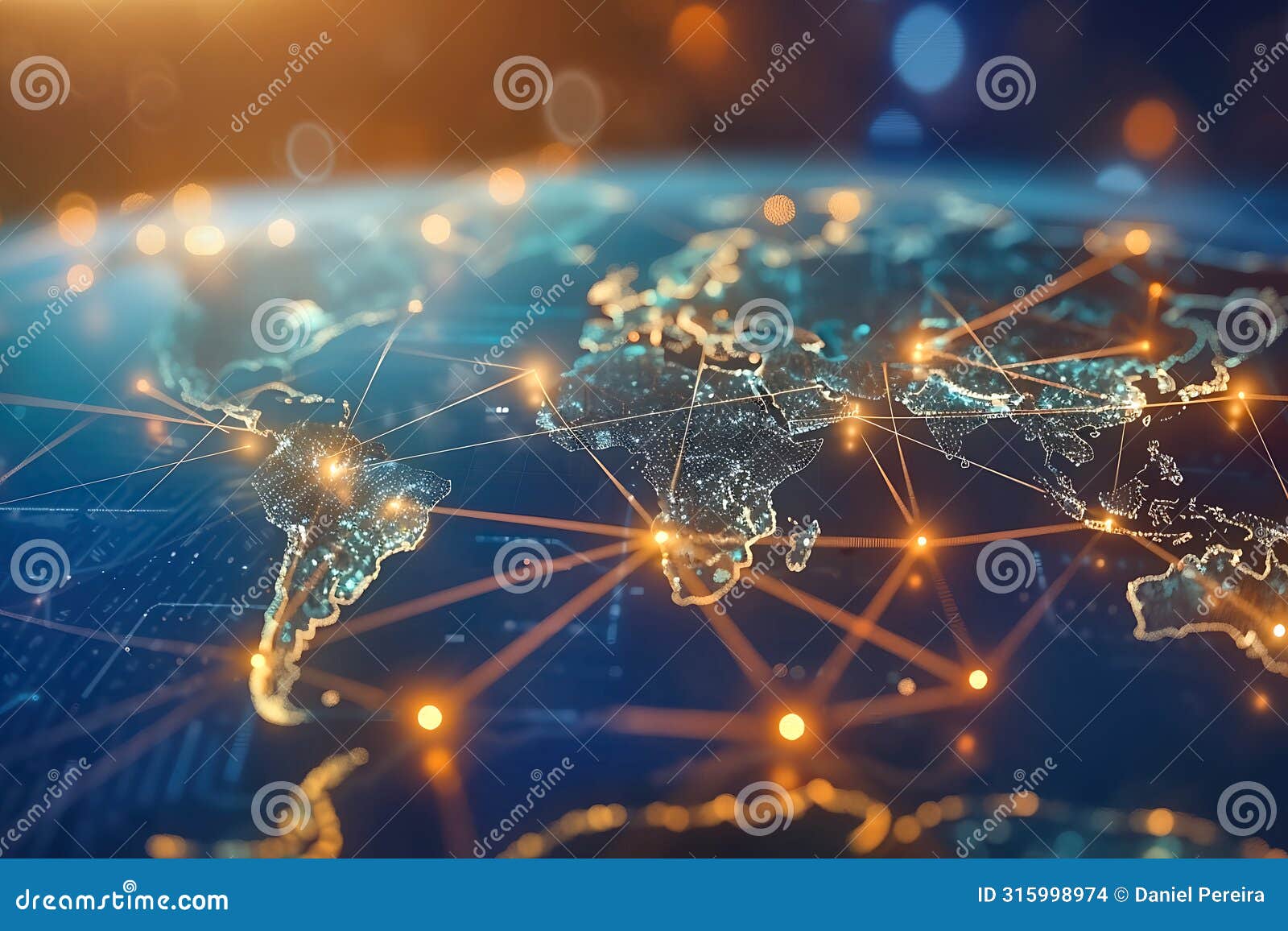 Global Network Interconnected World Map Stock Illustration ...