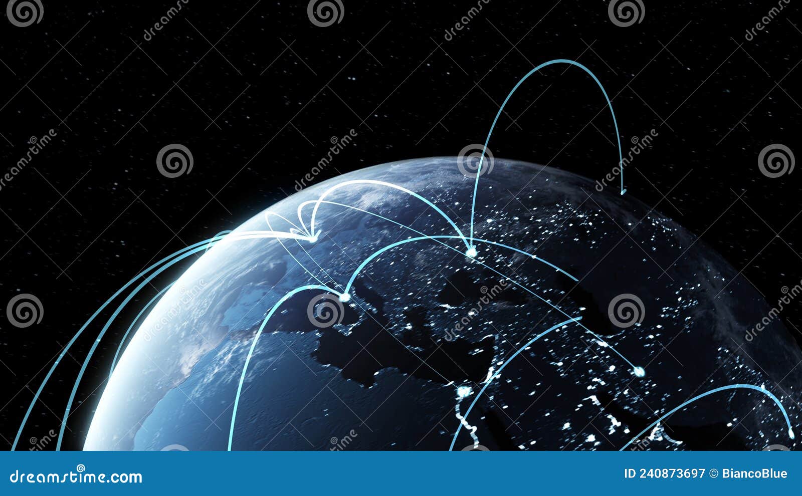 Global Network and Internet Connection in Orbital Earth Globe Stock ...