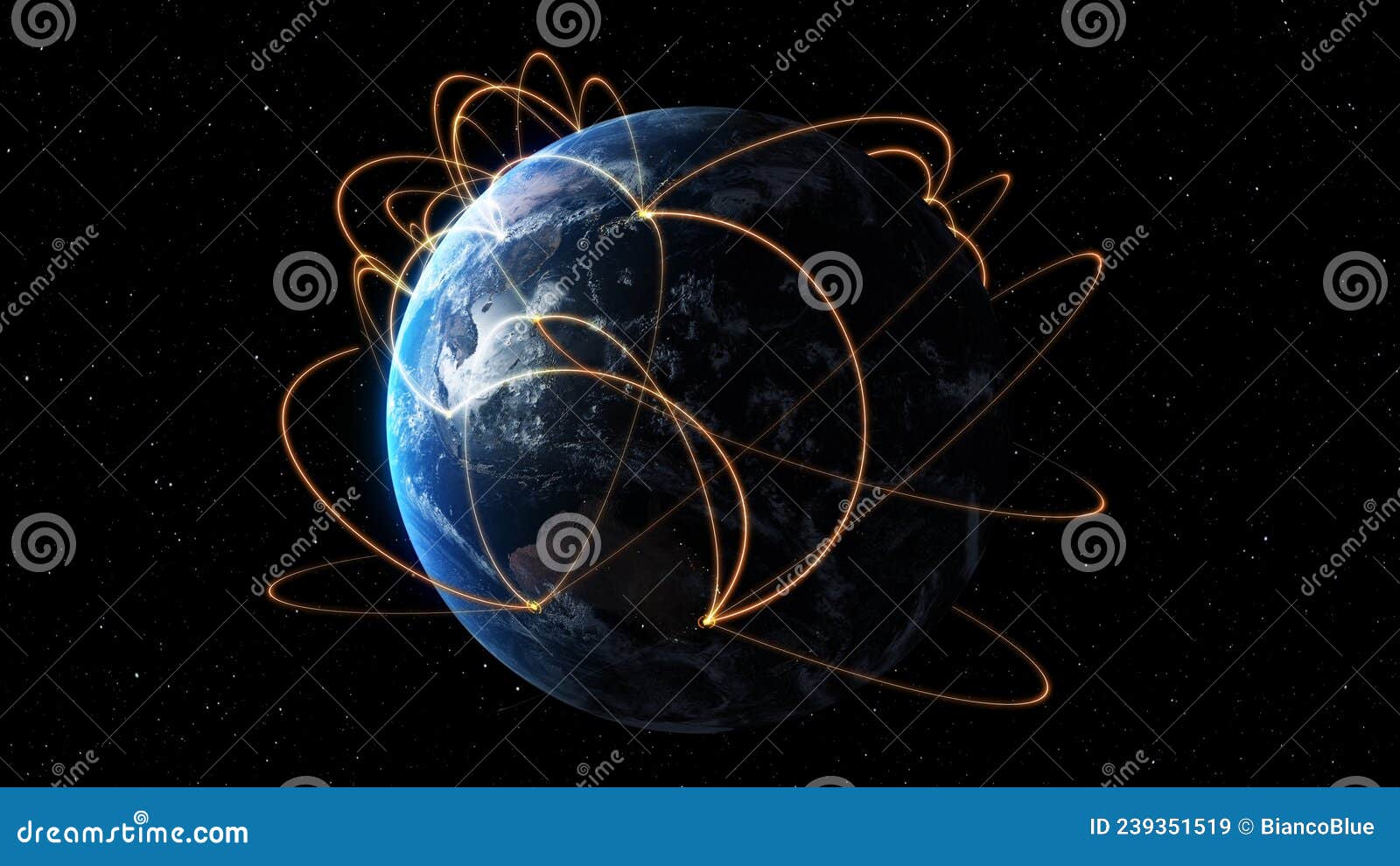 Global Network and Internet Connection in Orbital Earth Globe Stock ...