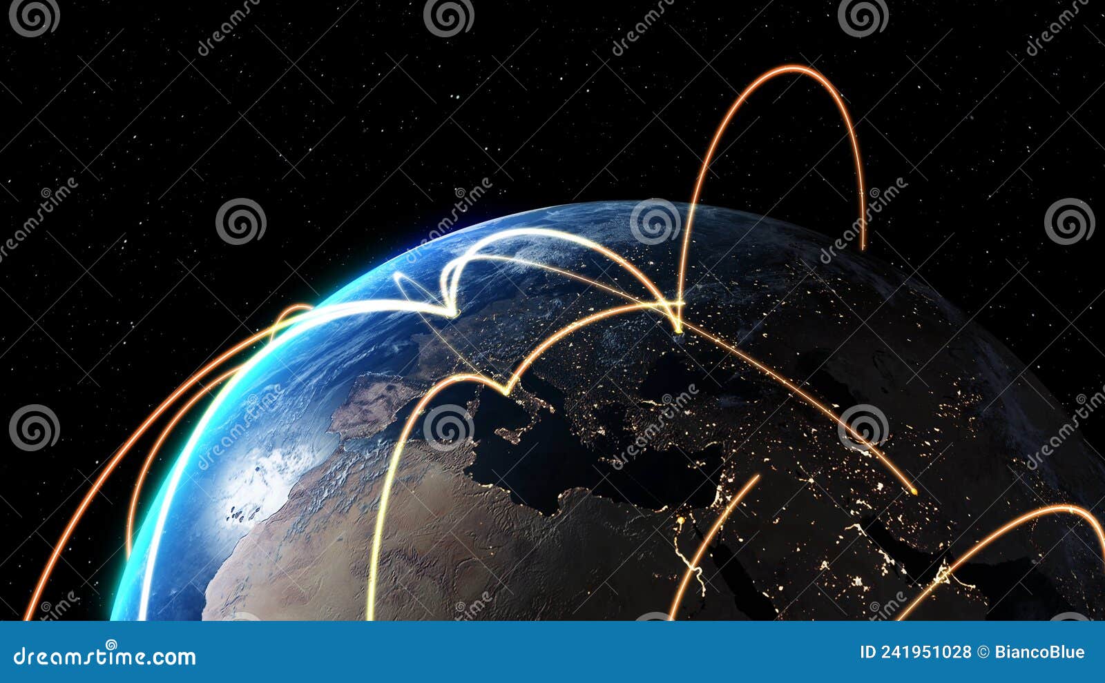 Global Network and Internet Connection in Orbital Earth Globe Stock ...