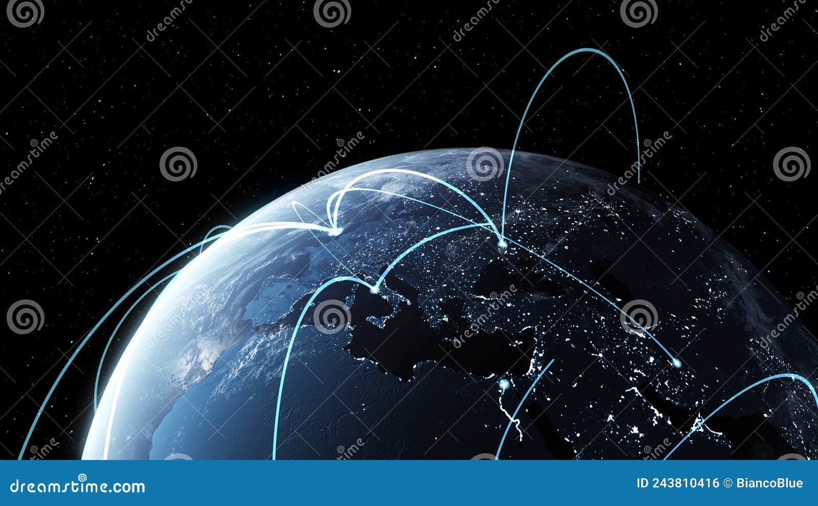 Global Network and Internet Connection in Orbital Earth Globe Stock ...