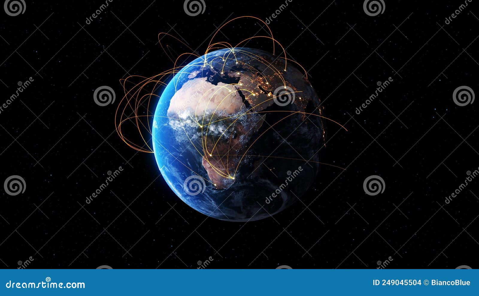 Global Network and Internet Connection in Orbital Earth Globe Stock ...