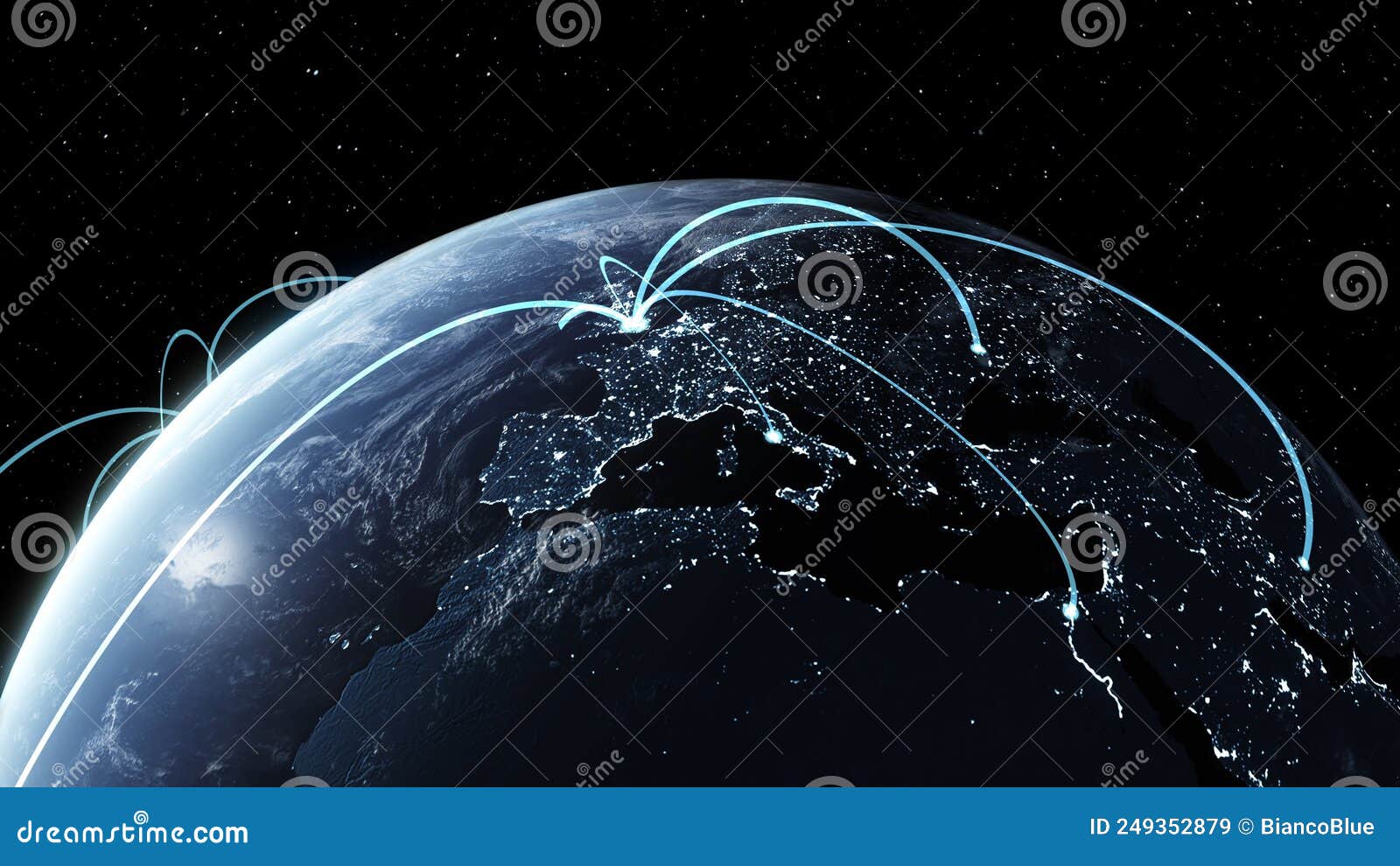 Global Network and Internet Connection in Orbital Earth Globe Stock ...