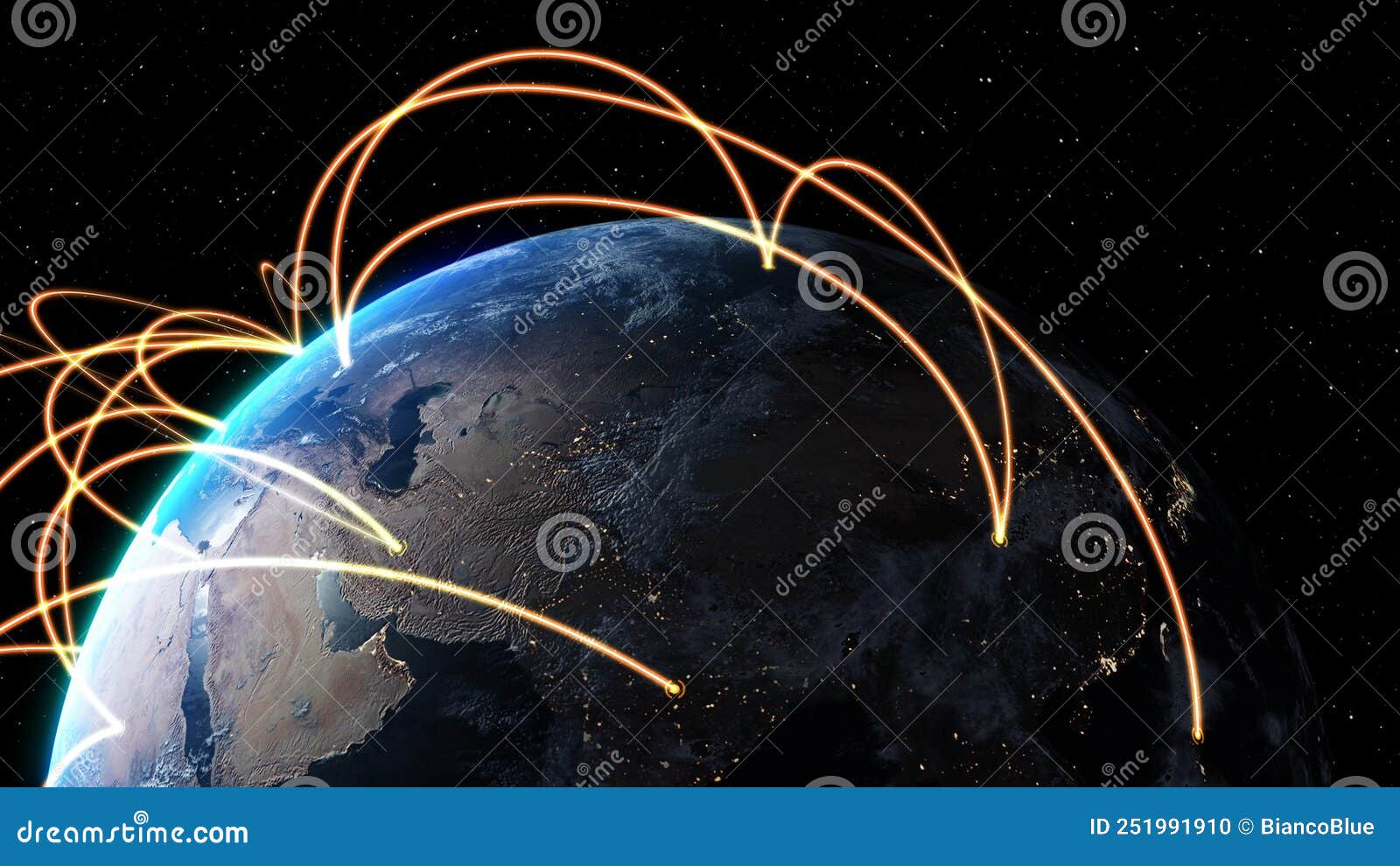 Global Network and Internet Connection in Orbital Earth Globe Stock ...