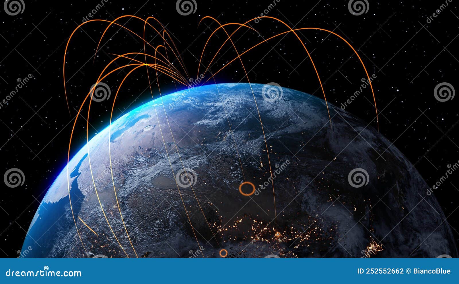 Global Network and Internet Connection in Orbital Earth Globe Stock ...