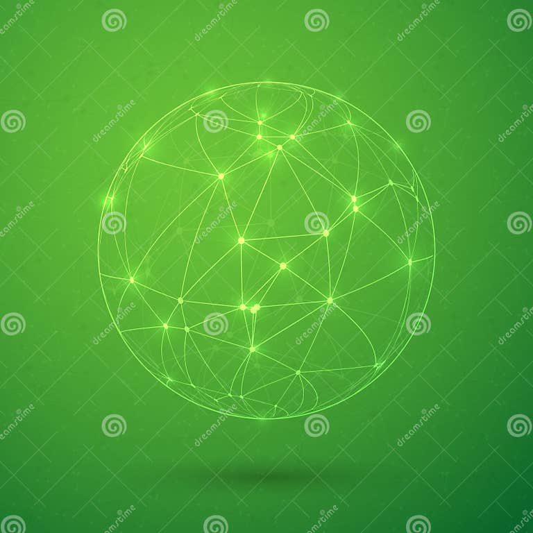 Global Network Lines with Dots Connection Vector Background Stock ...