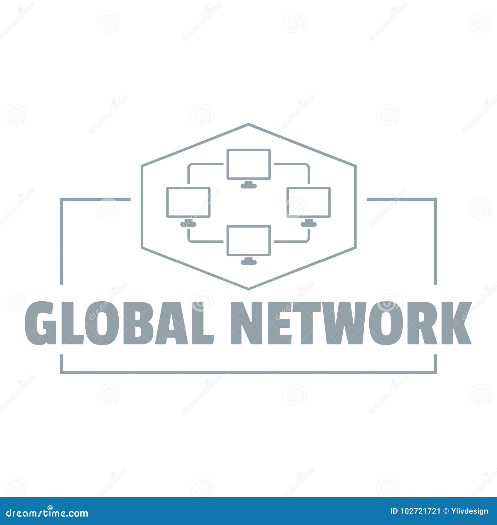 Global Network Logo, Simple Gray Style Stock Vector - Illustration of ...