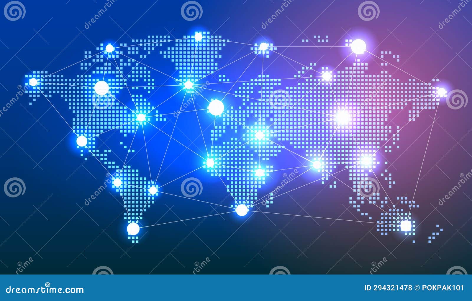 Global Network Map. Connecting the World Stock Illustration ...
