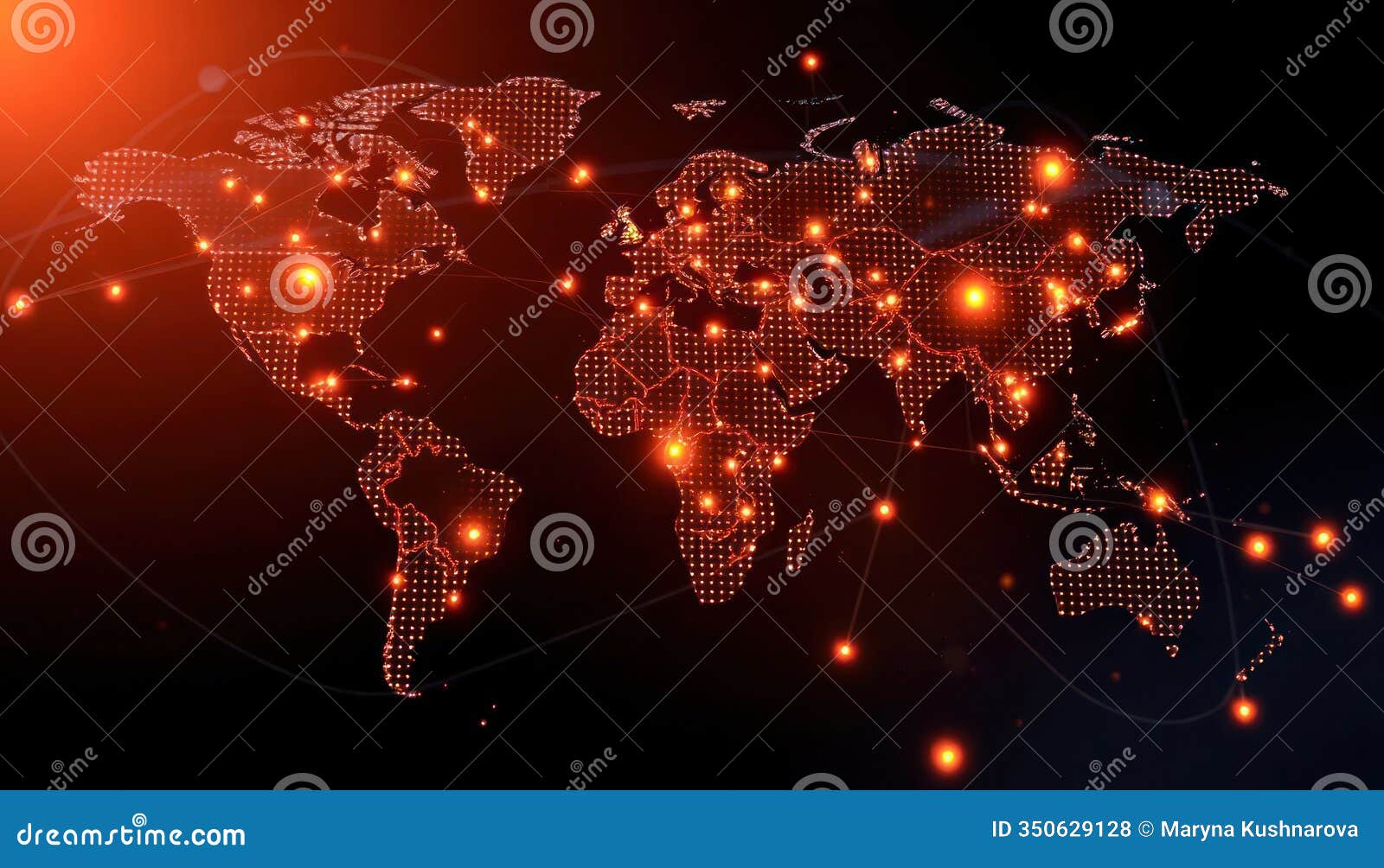 Global Network Map Illustration. World Map with Glowing Connections ...