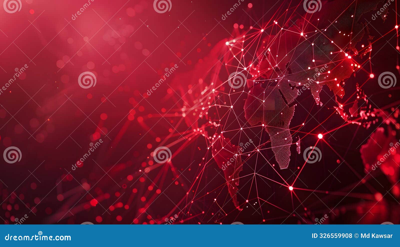 Global Network Map Red Digital Background Stock Illustration ...