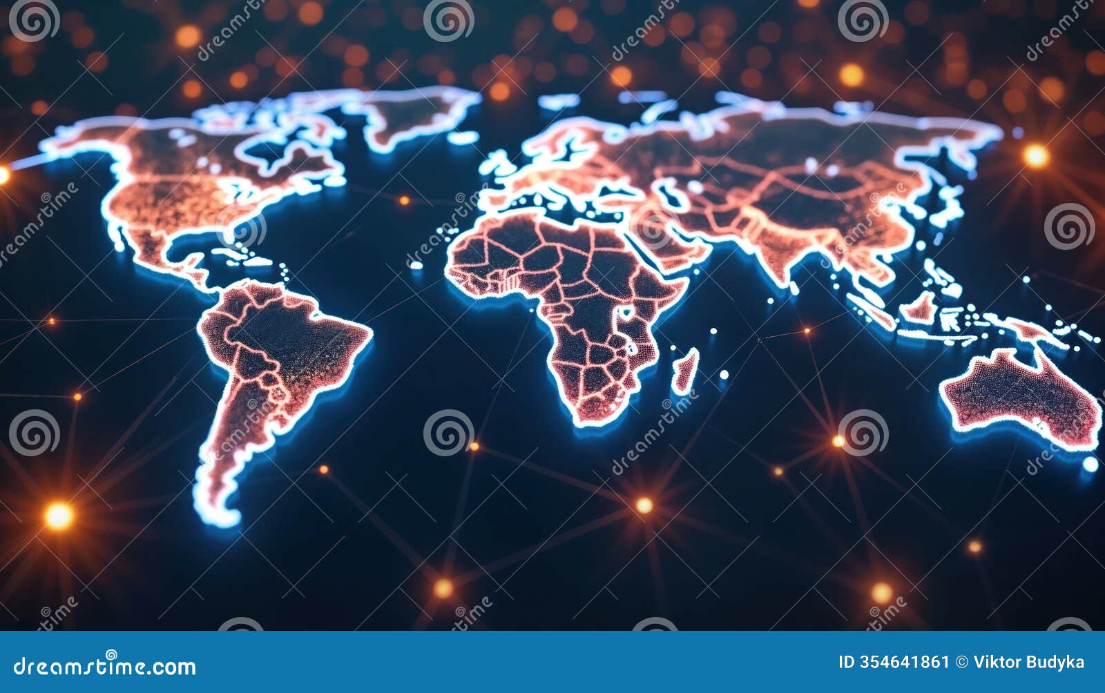 Global Network Map Shows Interconnected Countries. Digital Tech ...
