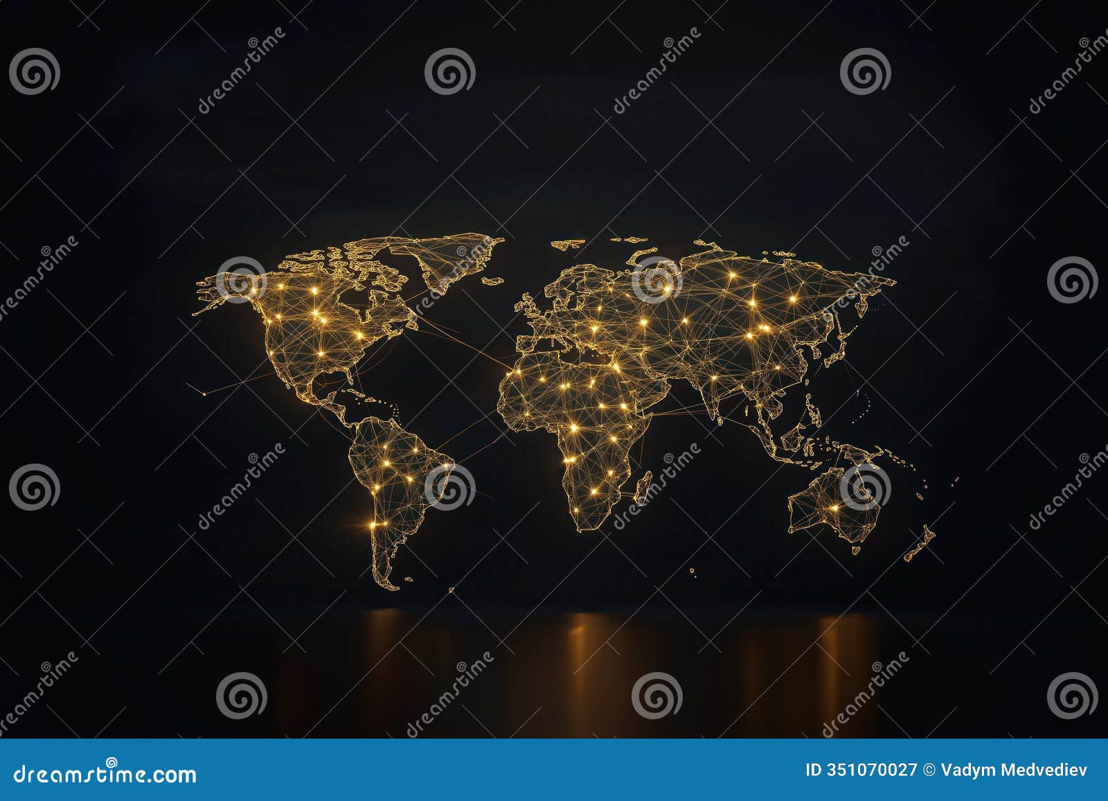 Global Network Map Visualization Glowing Bright. World Map Shown with ...