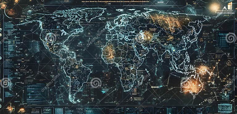 Global Network Mapping Digital World Infographic Technological ...
