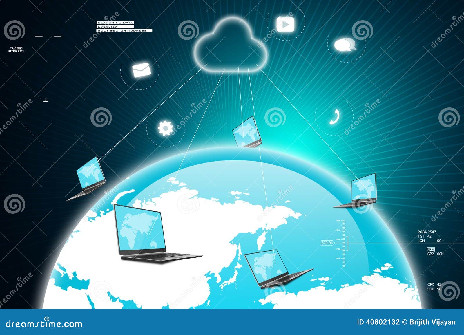 Global Network Media Concept Stock Illustration - Illustration of ...