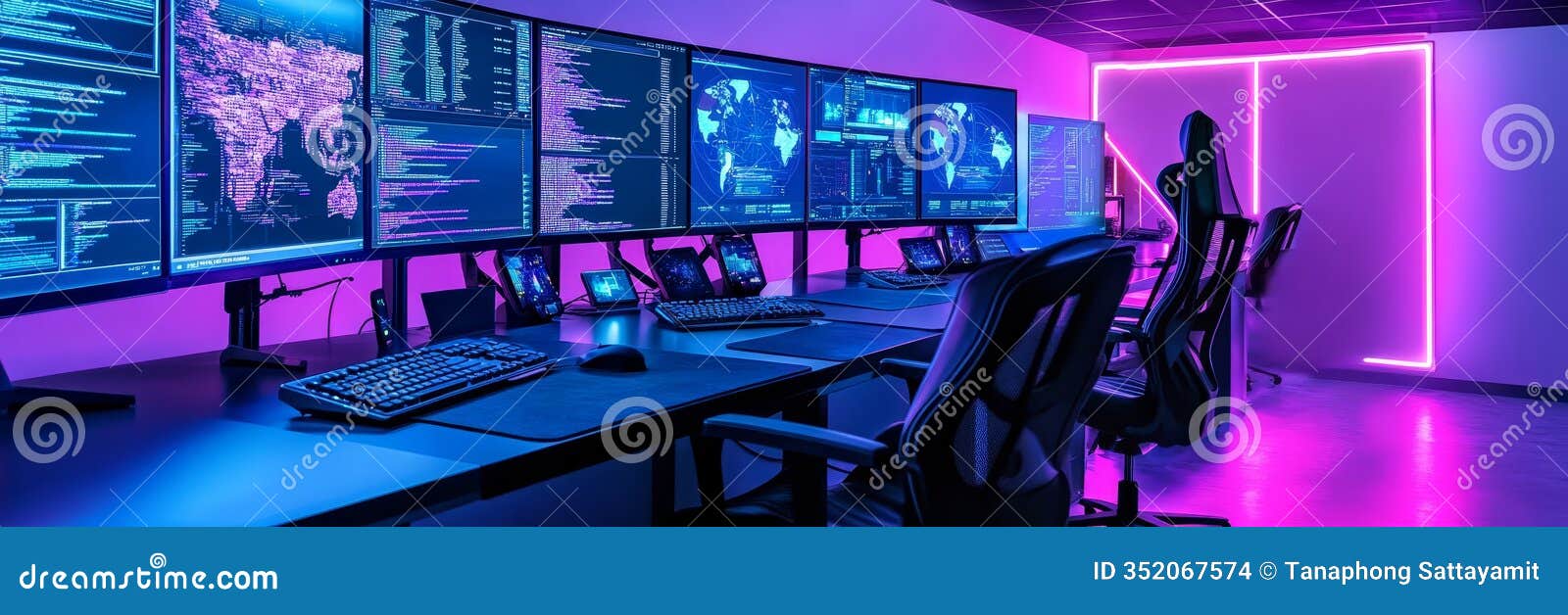 Global Network Monitoring Center High Tech Security Data Analysis ...