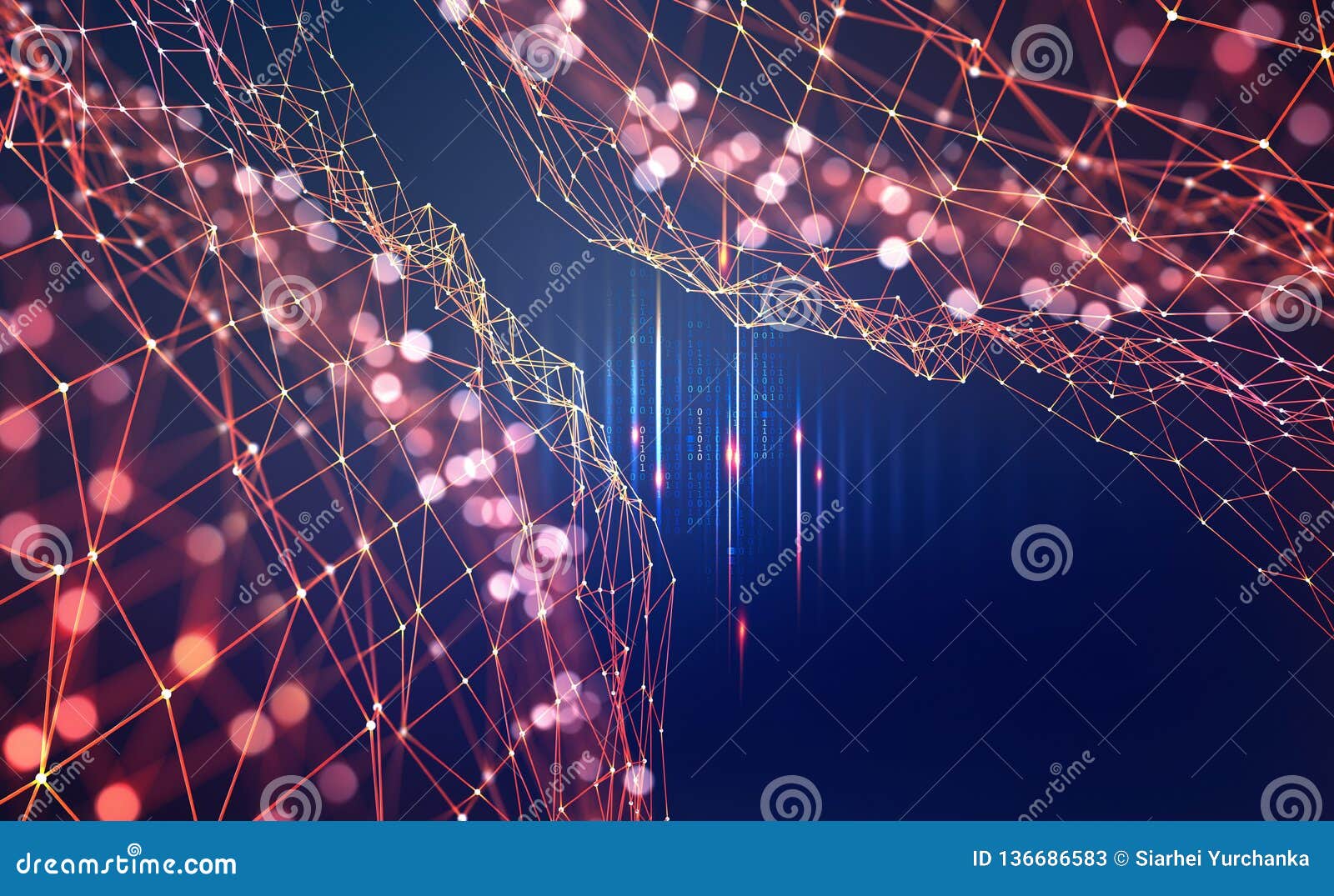 Global Network. Polygonal Mesh with Bokeh Effect Stock Illustration ...