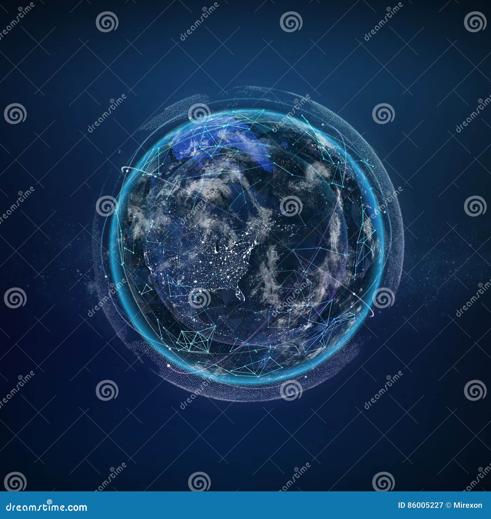 Global Network Satellite Technology of Earth Stock Illustration ...