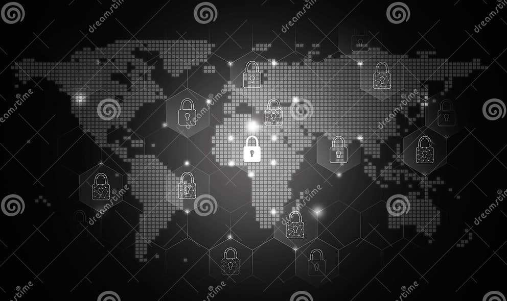 Global Network Security Background. Encryption and Secure Networking ...