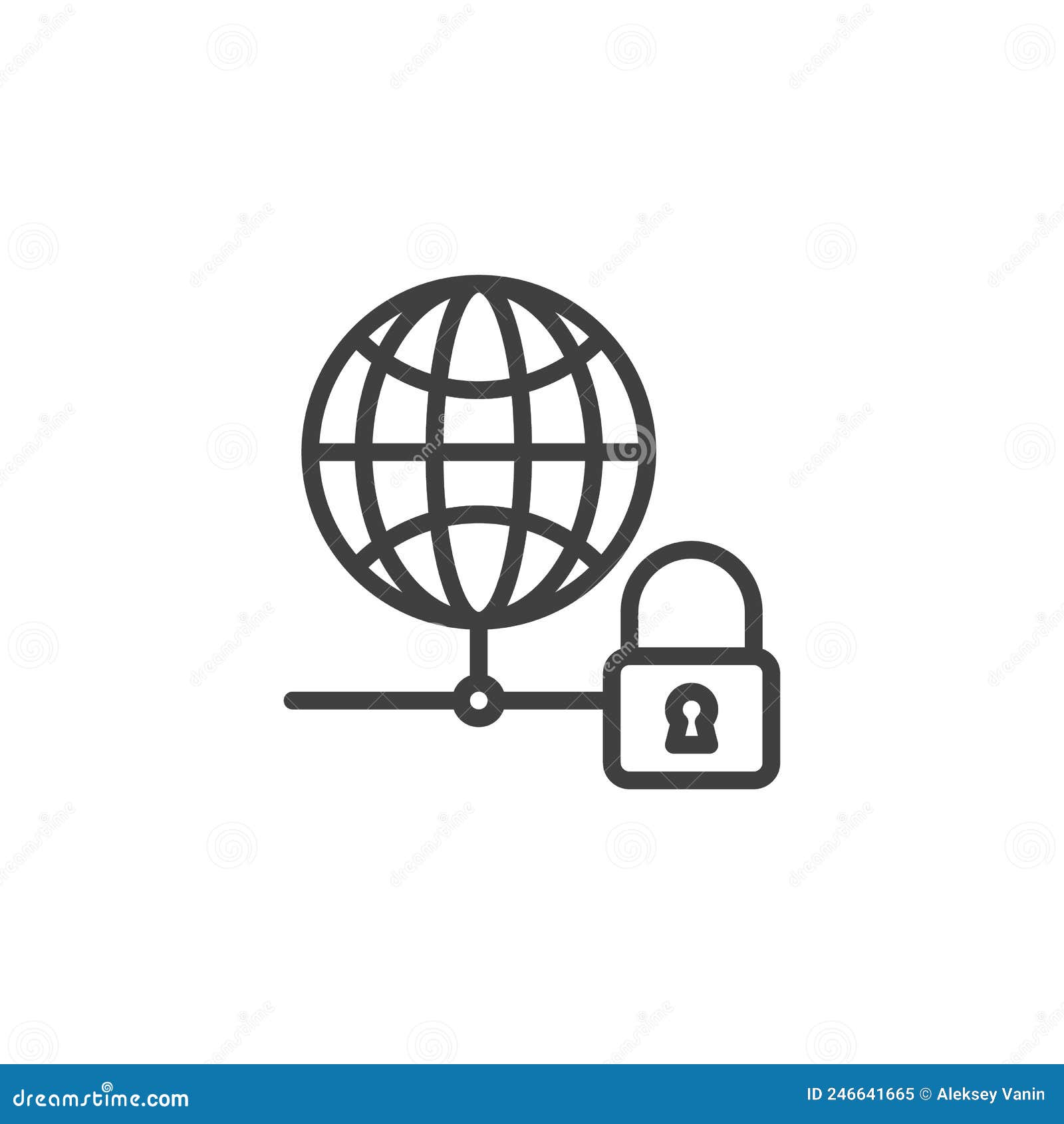 Global Network Security Line Icon Stock Vector - Illustration of ...