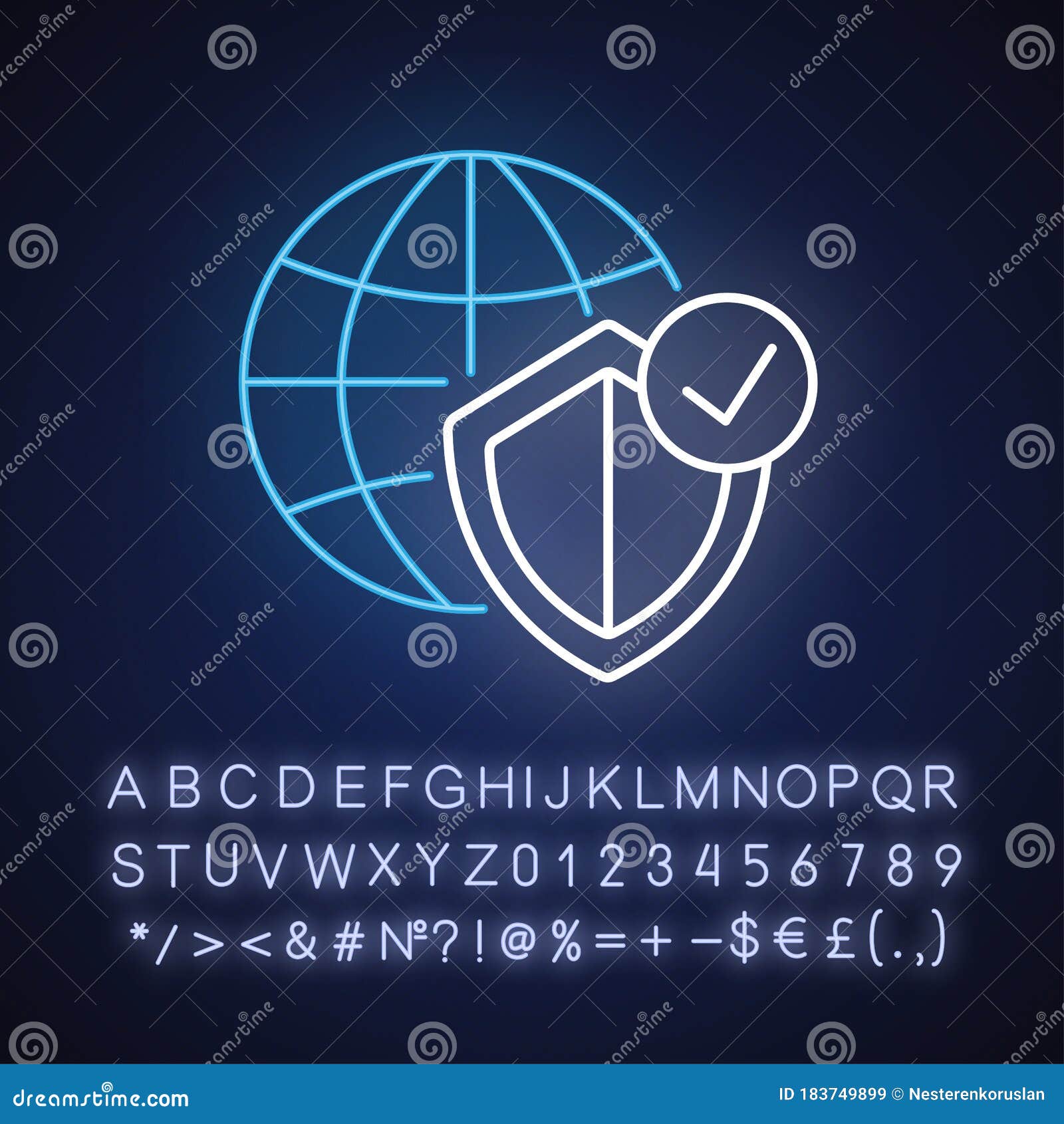 Global Network Security Neon Light Icon Stock Vector - Illustration of ...
