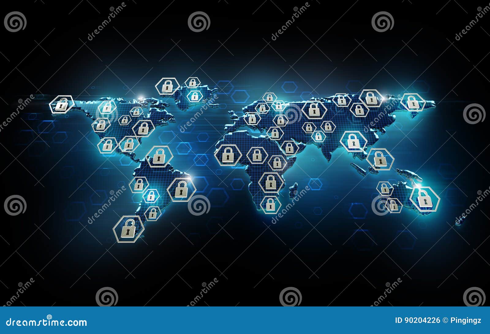 Global network security stock illustration. Illustration of information ...