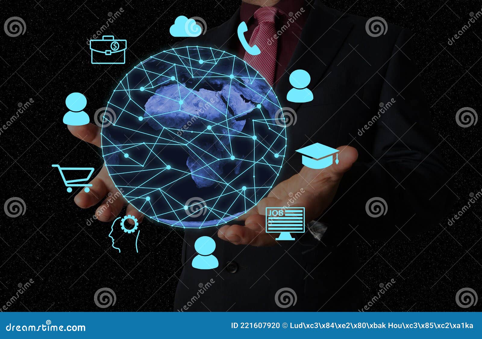 Global Network, Social Networks or Networked World Stock Illustration ...