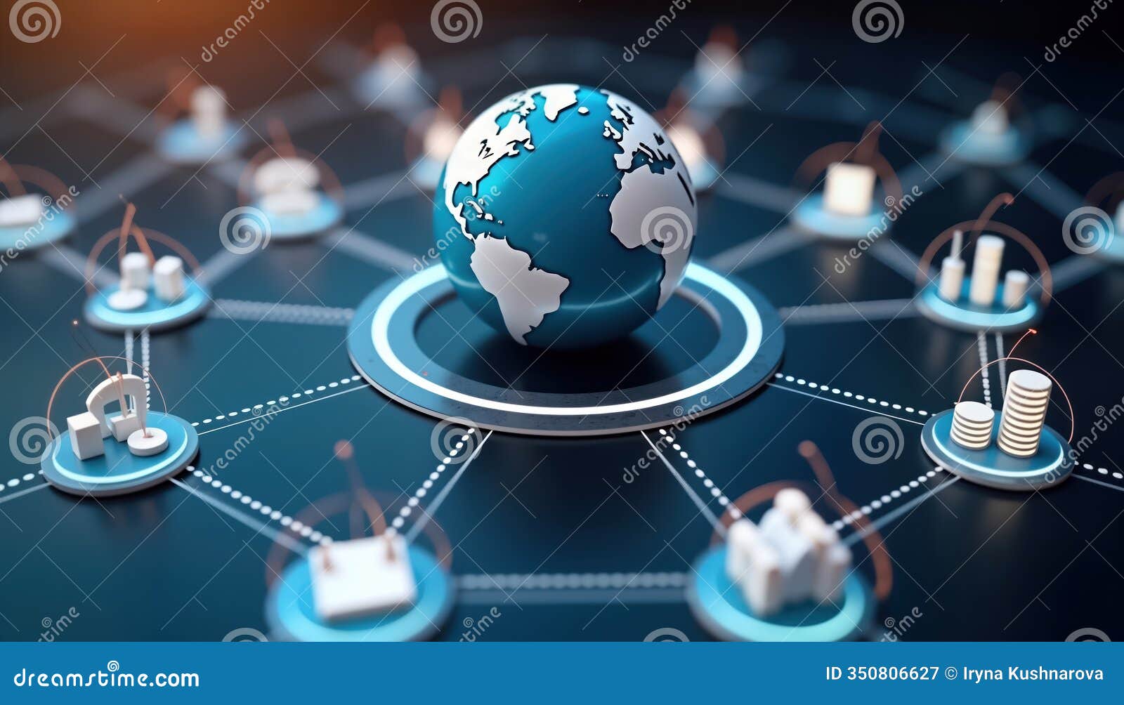Global Network Tech Illustration. Globe Connects Various Tech Elements ...