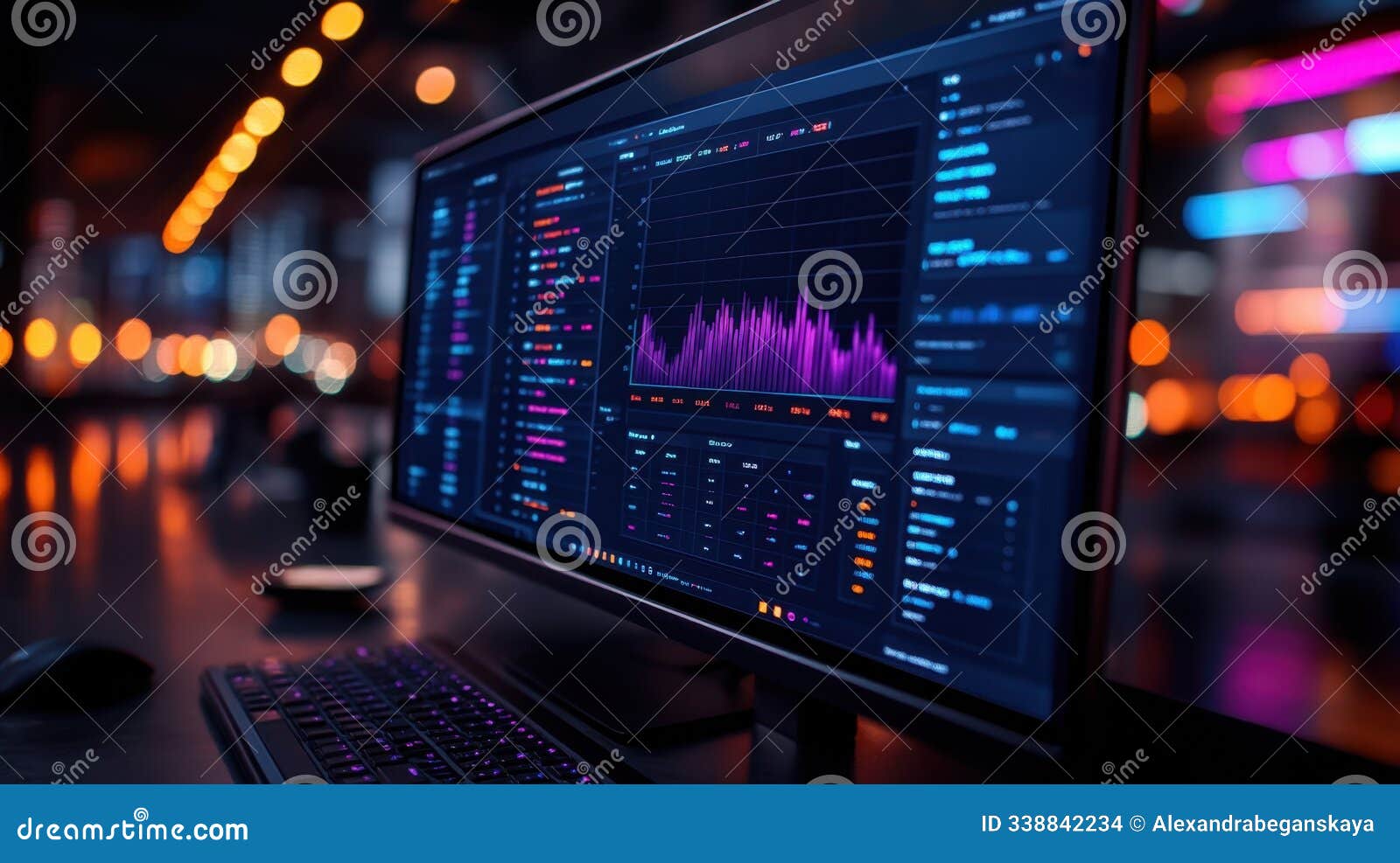 Global Network Technology Connection on Laptop Screen. Big Data Model ...