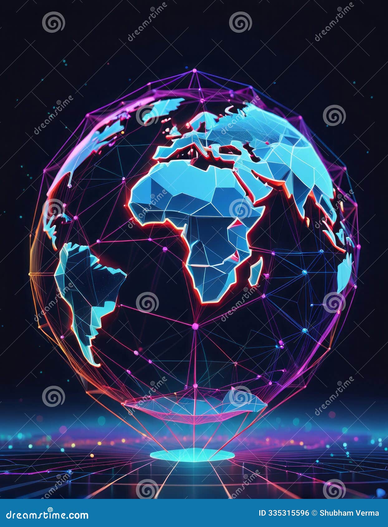 Global Network Technology. Global World Map Concept. 3d Rendering ...