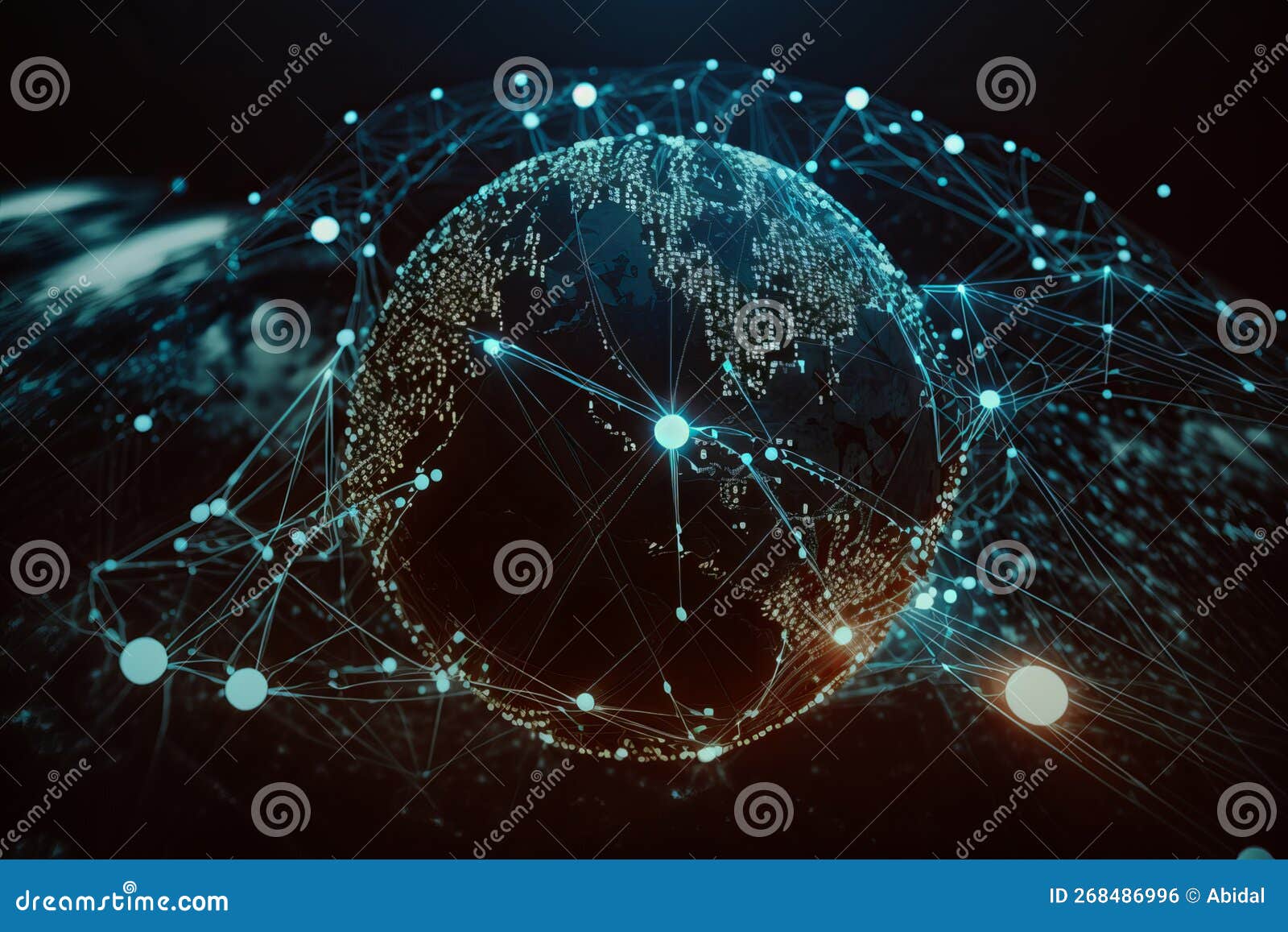 Global Network of Telecommunication on Earth Abstract World Technology ...