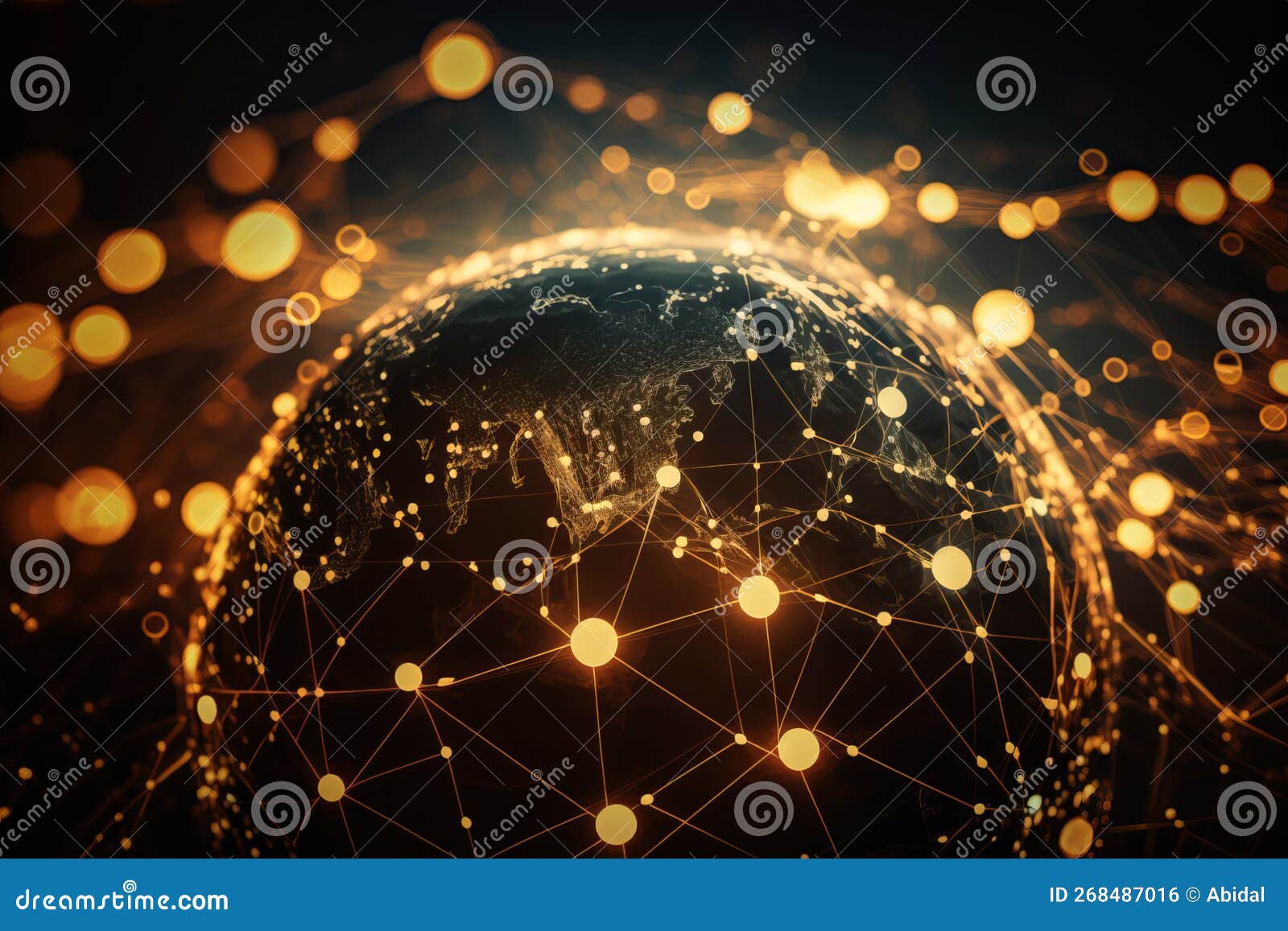 Global Network of Telecommunication on Earth Abstract World Technology ...