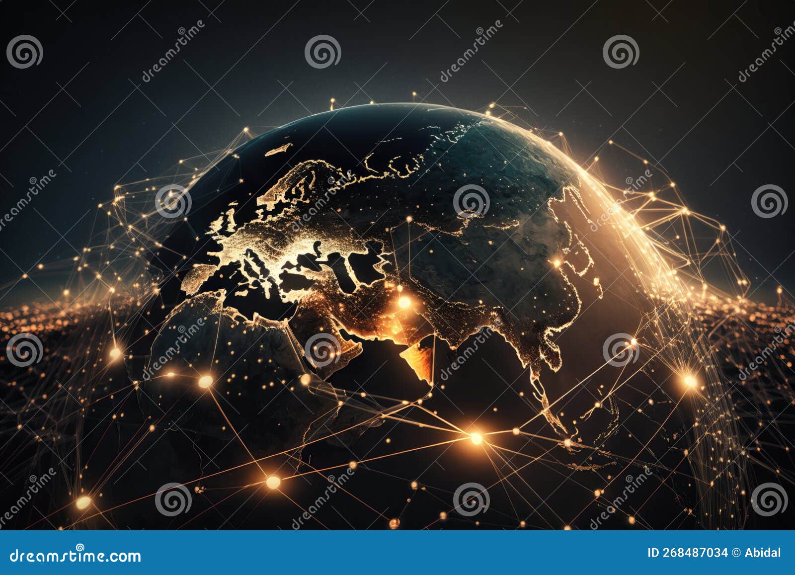 Global Network of Telecommunication on Earth Abstract World Technology ...