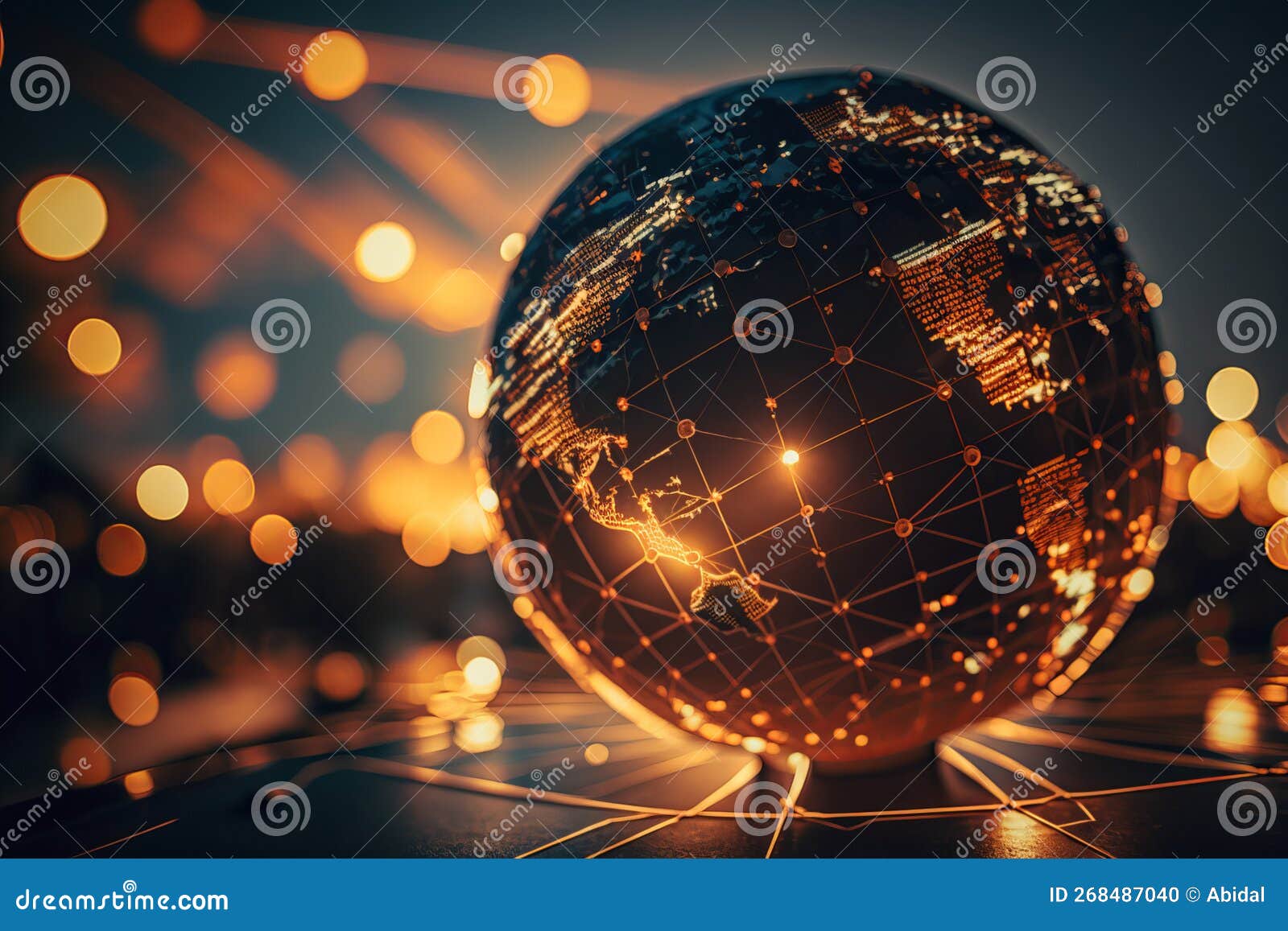 Global Network of Telecommunication on Earth Abstract World Technology ...