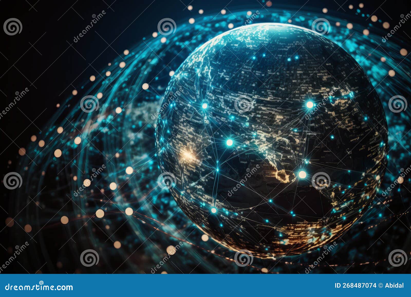 Global Network of Telecommunication on Earth Abstract World Technology ...