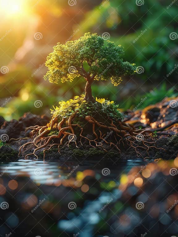 A Global Network of Tree Roots Symbolizing Interconnected Environmental ...