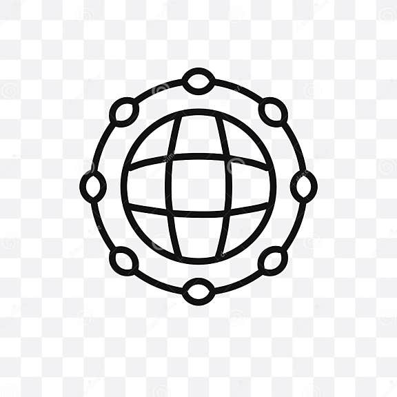 Global Network Vector Linear Icon Isolated on Transparent Background ...