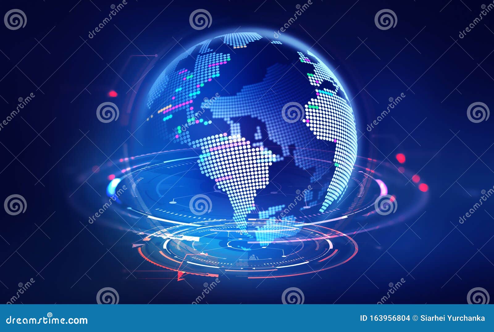 Global Network. Virtuality in Cyberspace. HUD Stock Illustration ...