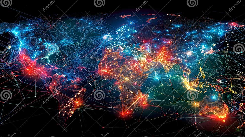 Global Network Visualization Displays Interconnected Cities with ...