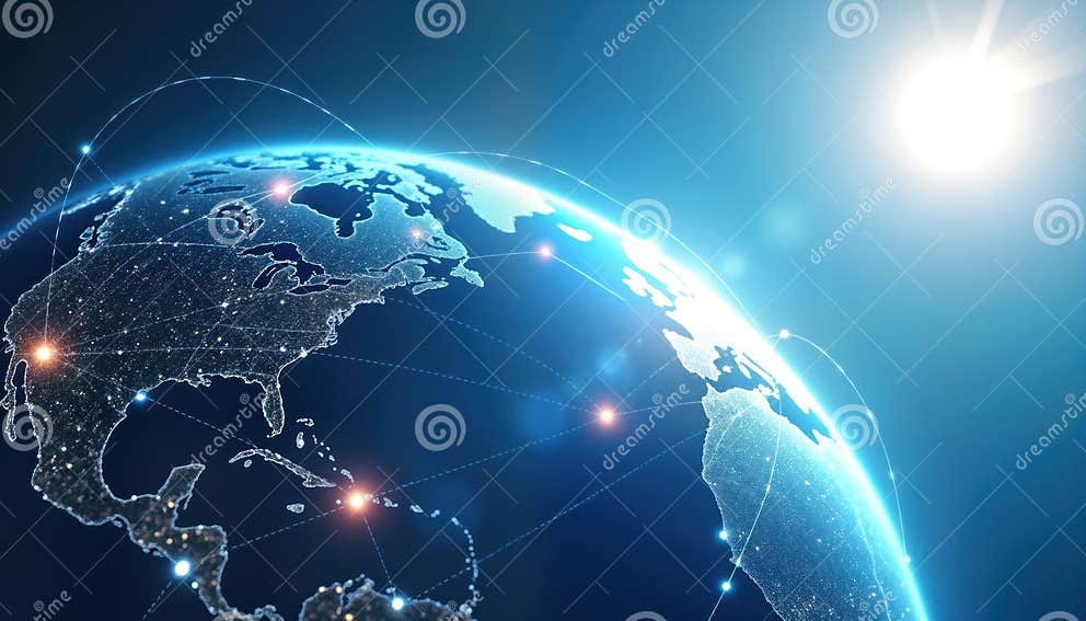 Global Network Visualization of Earth. Connected Points Represent ...