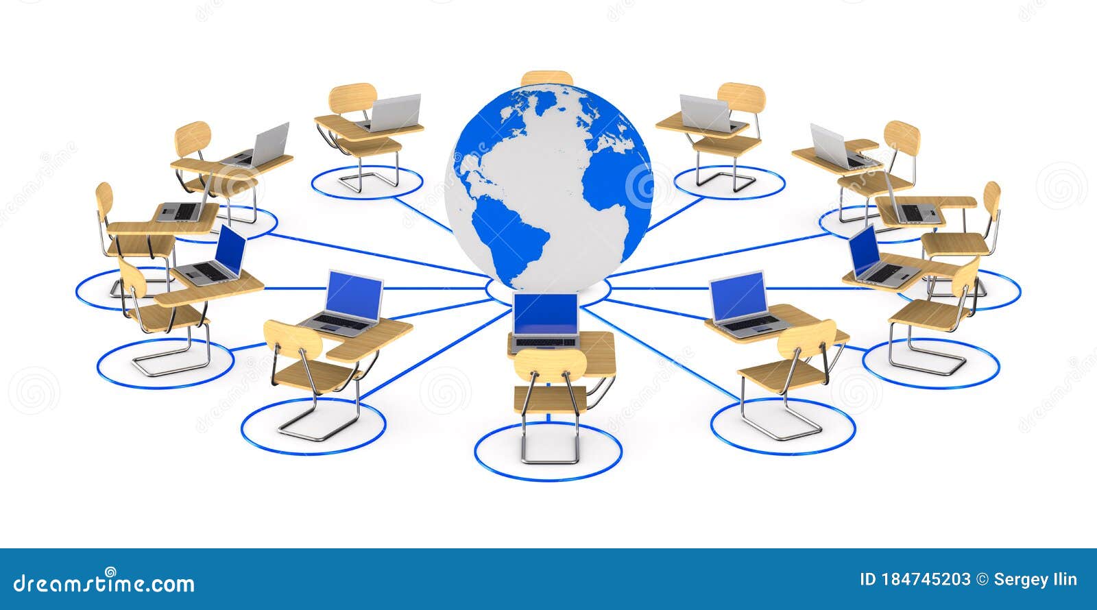 Global Network on White Background. Isolated 3D Illustration Stock ...