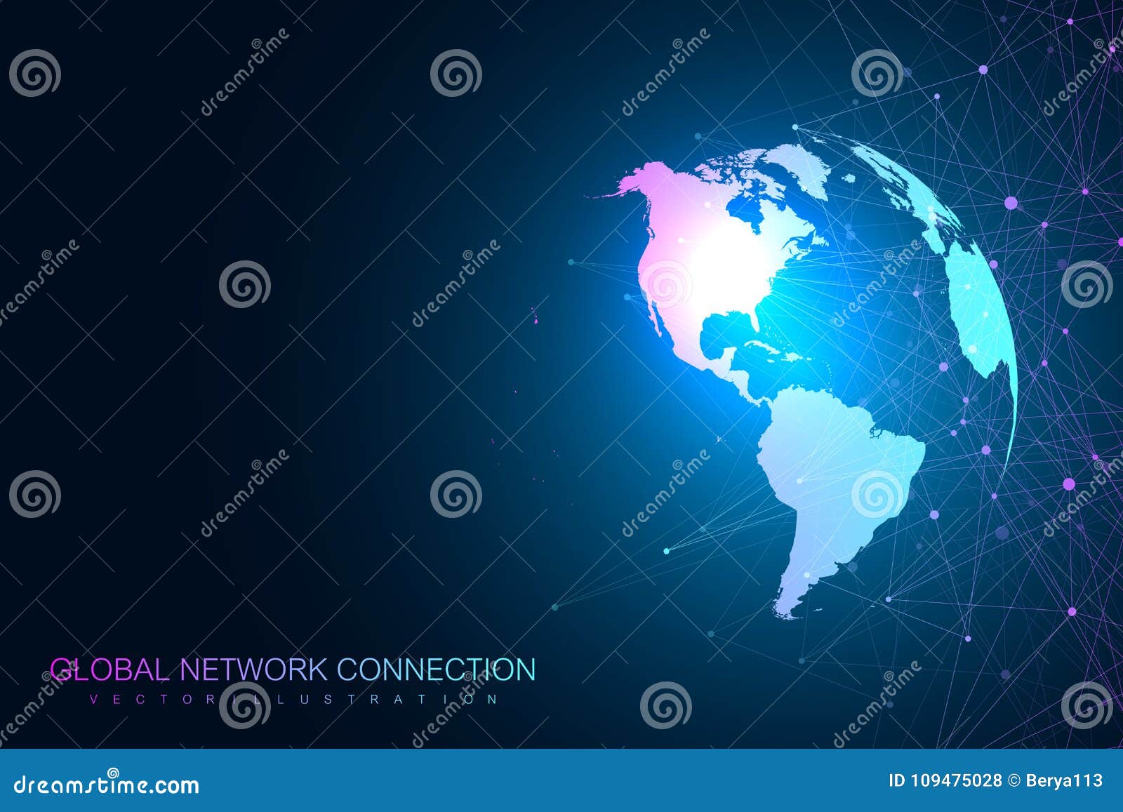 Global Network With World Map. Abstract Vector Infinite Space ...