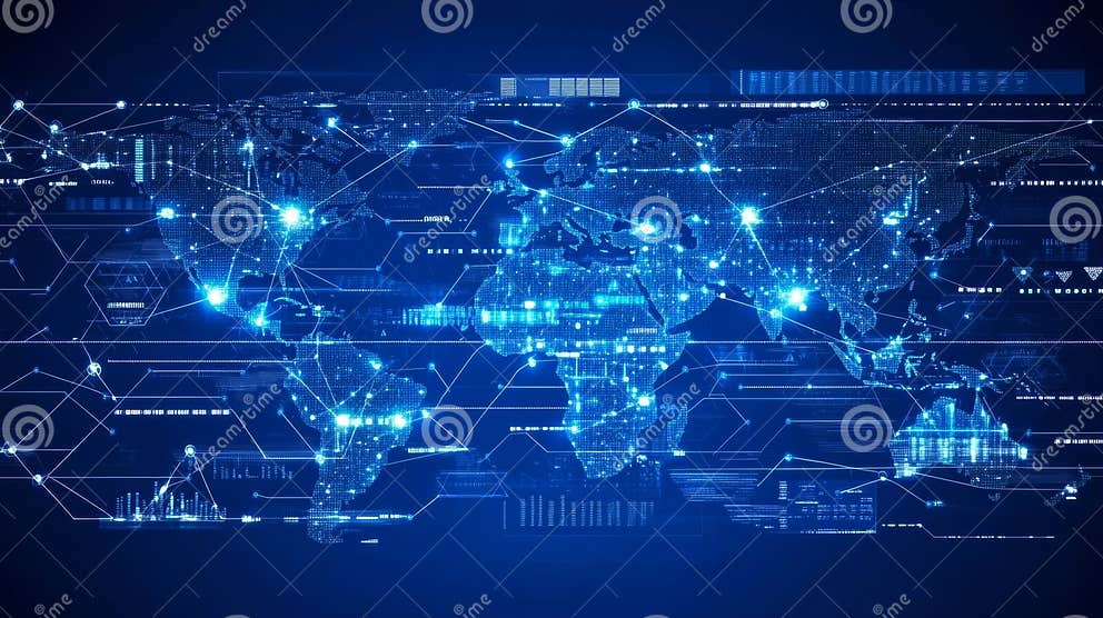 Global Network, World Map Connection, Digital Technology, Global ...