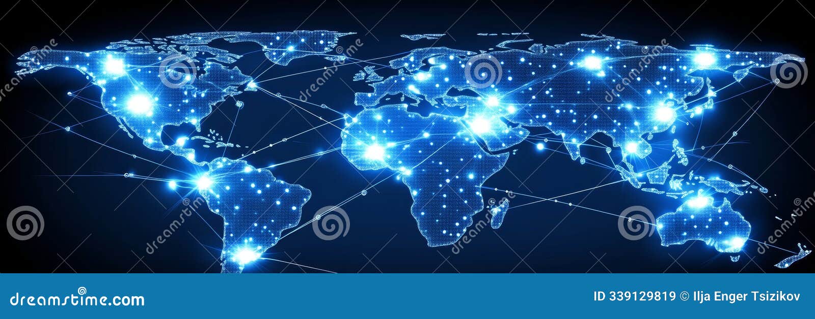 Global Network, World Map with Connection Lines, International ...